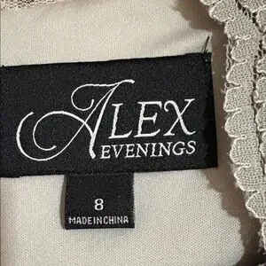 Alex Evenings | Dresses | Alex Evenings Silver Lace 34 Sleeve Dress ...